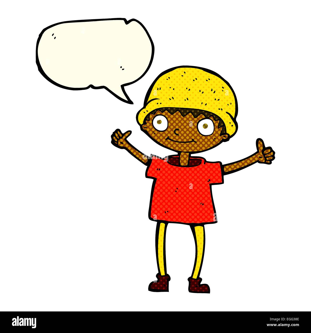 cartoon boy with positive attitude with speech bubble Stock Vector ...