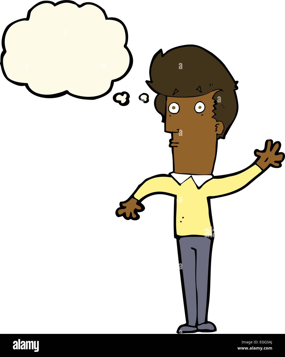 cartoon nervous man waving with thought bubble Stock Vector Image & Art ...