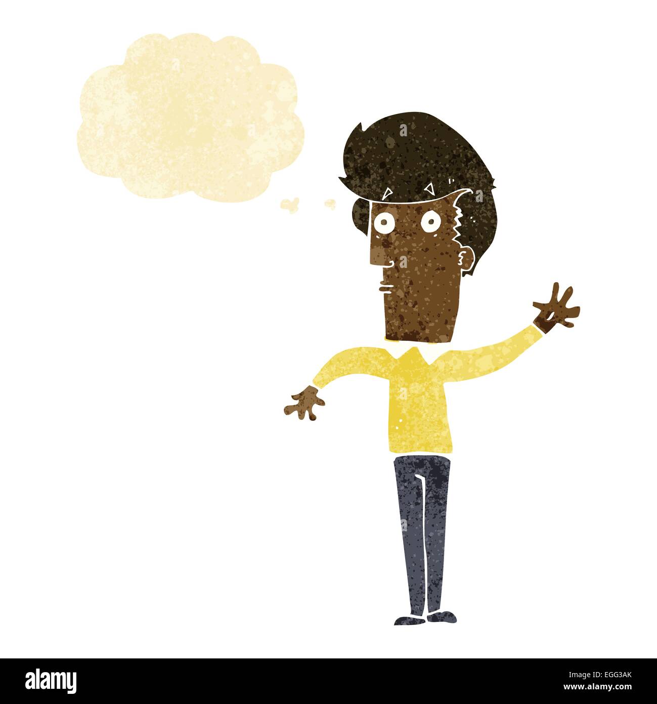 cartoon nervous man waving with thought bubble Stock Vector Image & Art ...