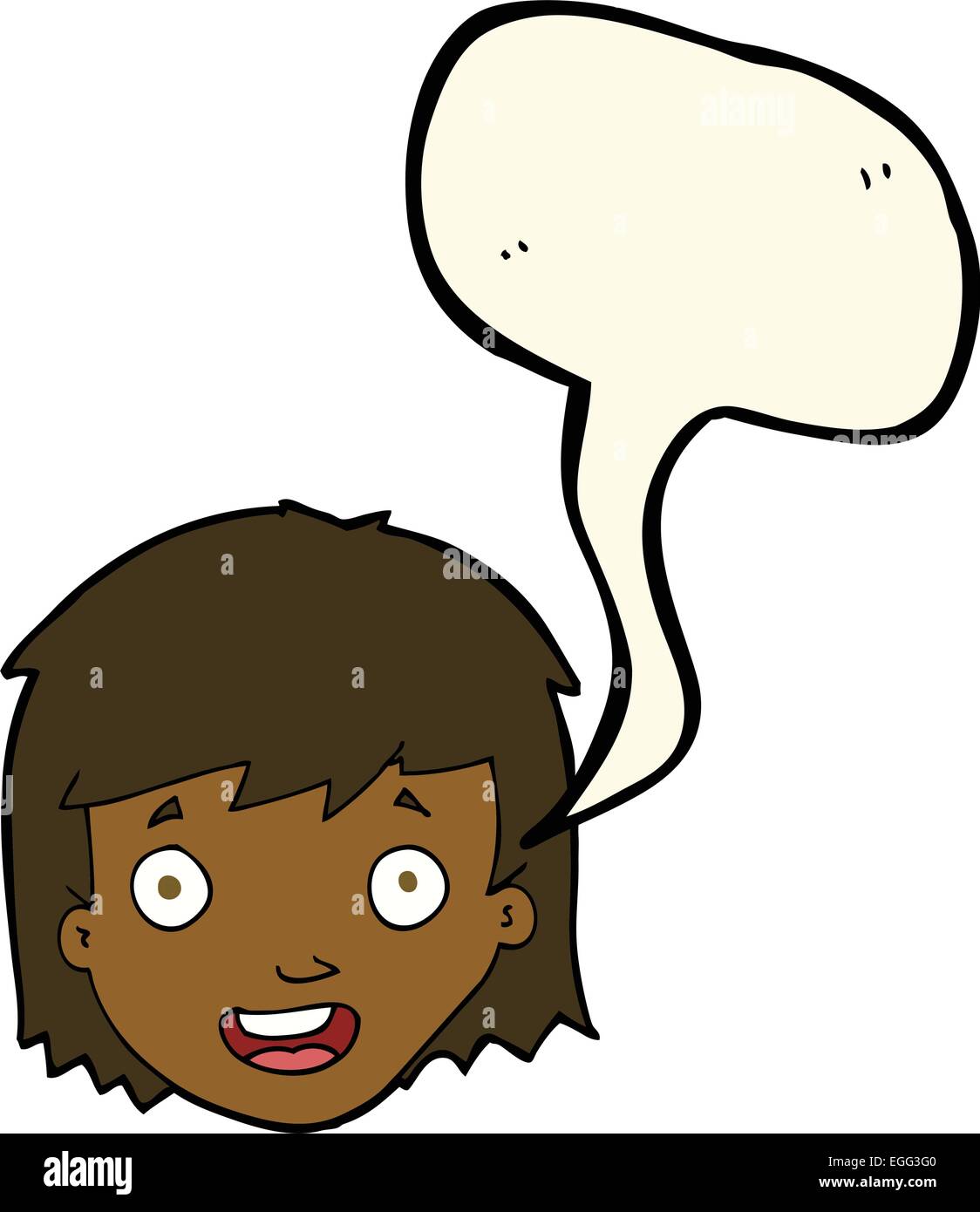 cartoon happy female face with speech bubble Stock Vector Image & Art ...