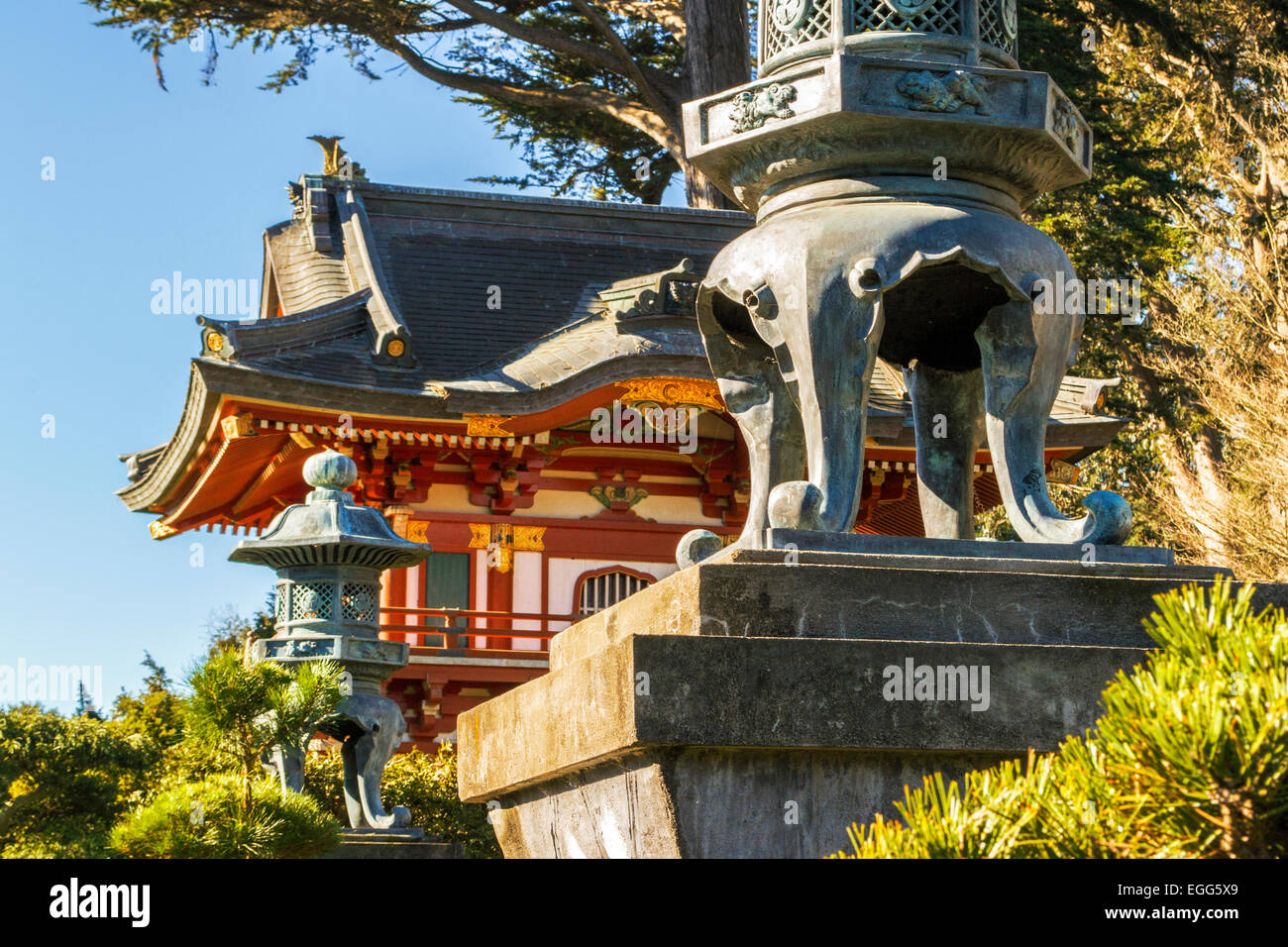 Japanese Pagoda in Tea Garden Stock Photo - Alamy