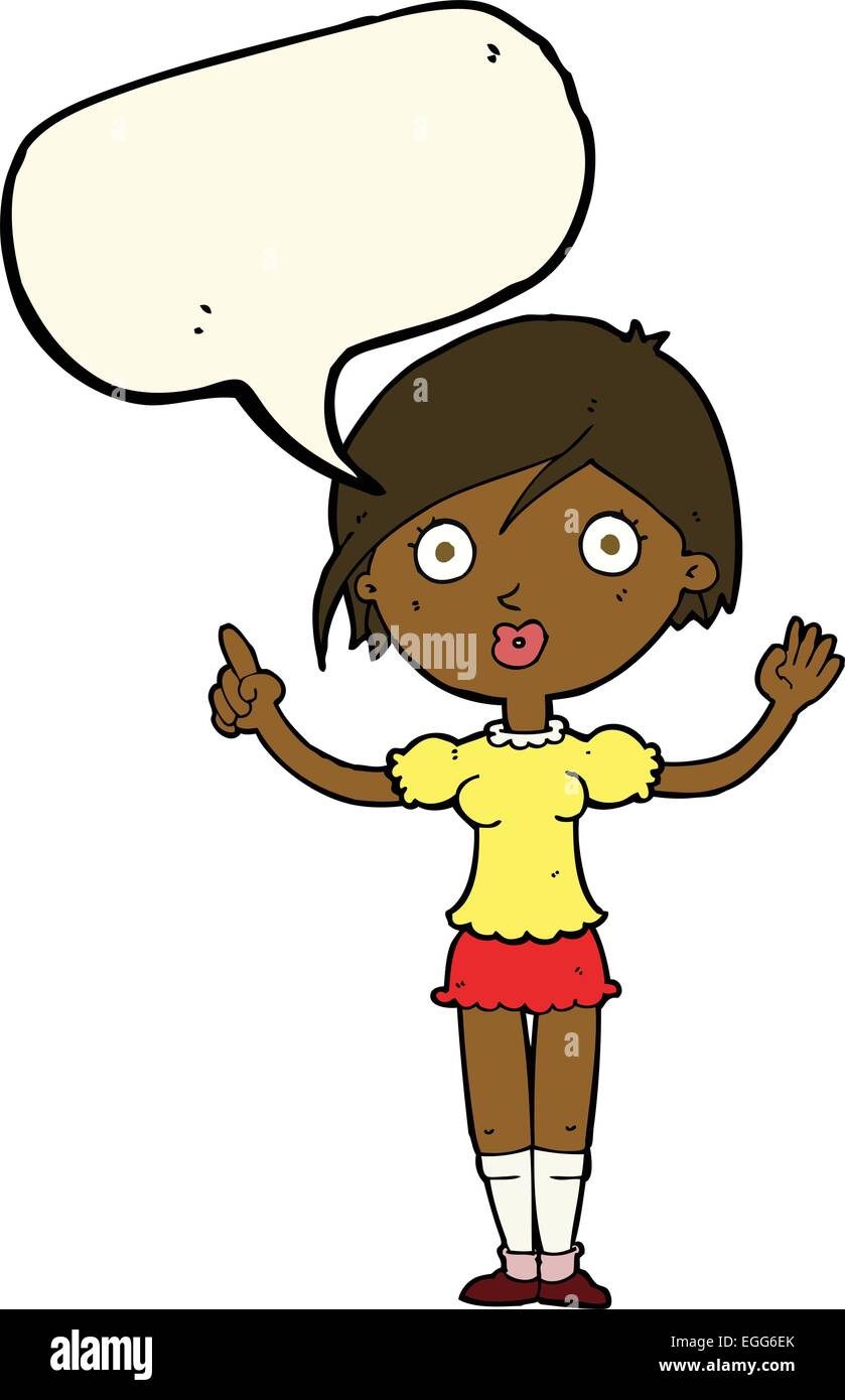 cartoon girl asking question with speech bubble Stock Vector Image ...