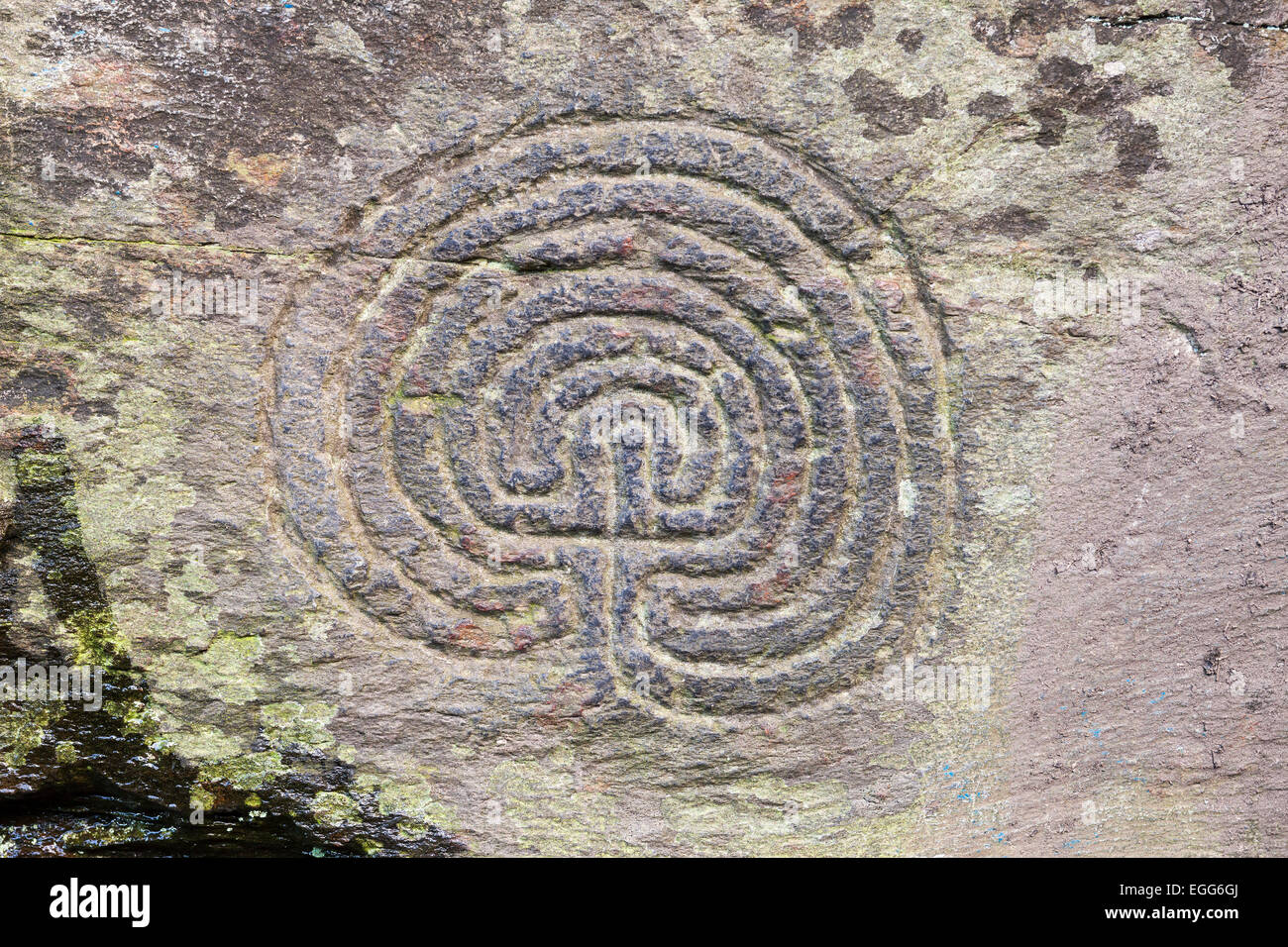 "Rocky Valley" labyrinth petroglyph, Cornwall, England, UK Stock Photo ...