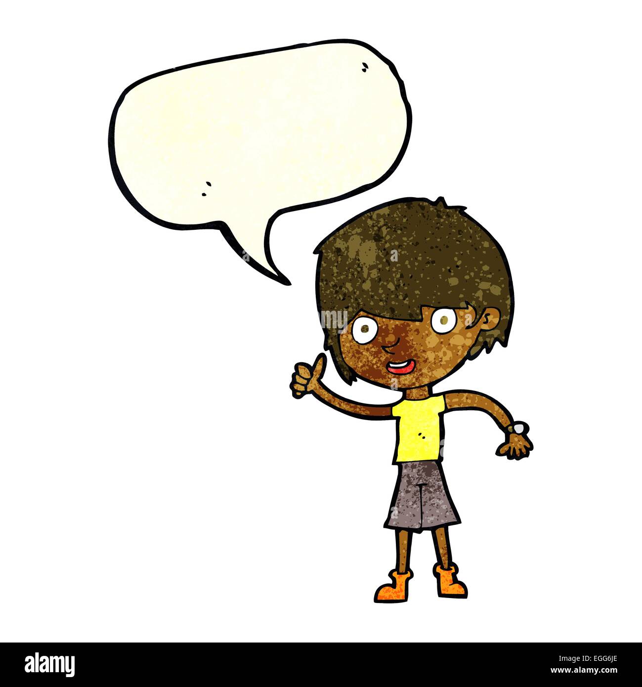 cartoon boy with positive attitude with speech bubble Stock Vector ...