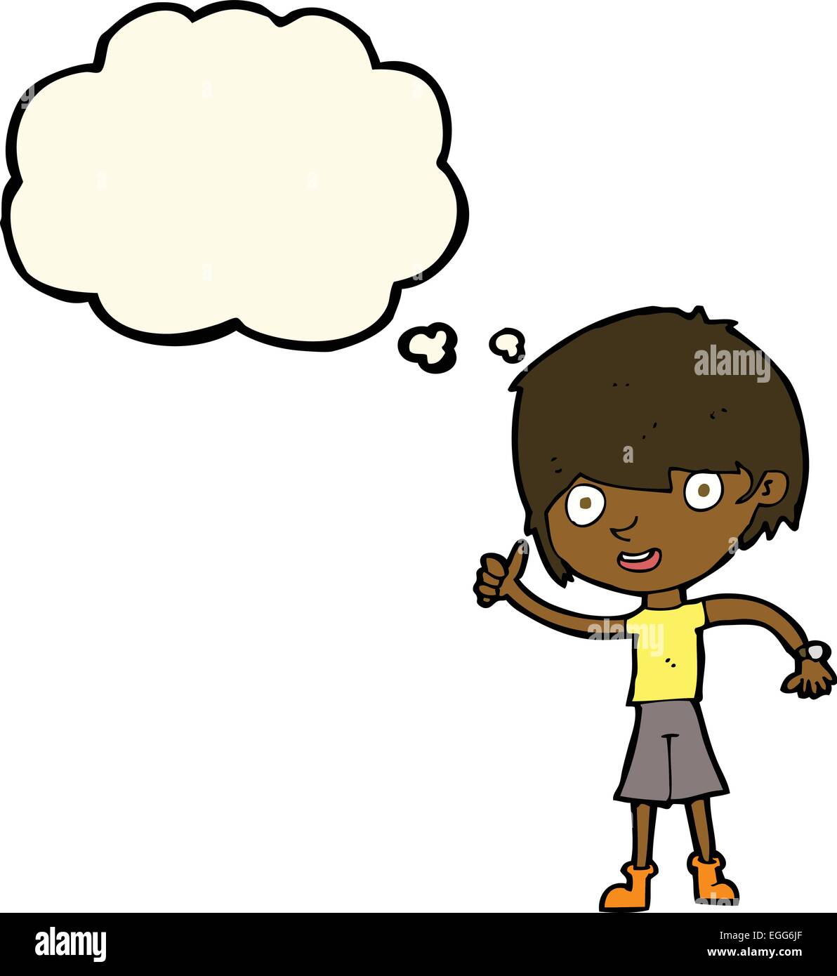 cartoon boy with positive attitude with thought bubble Stock Vector ...