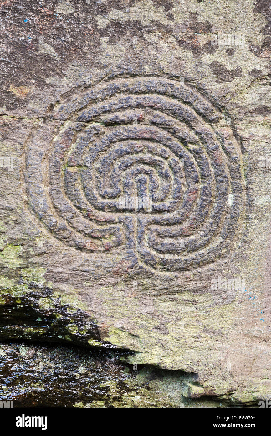 "Rocky Valley" labyrinth, rock art, Cornwall, England, UK Stock Photo ...