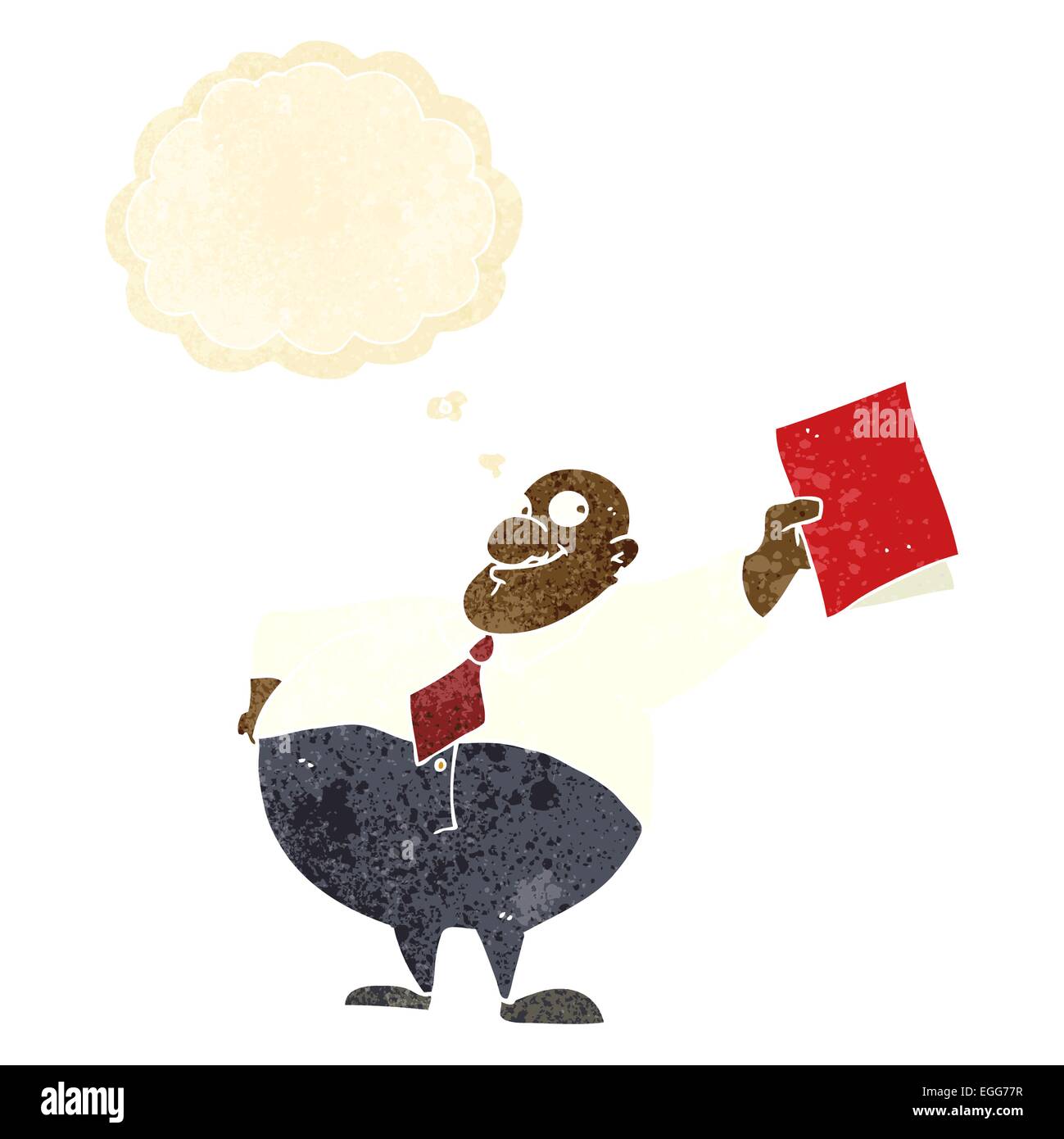 cartoon happy boss with file with thought bubble Stock Vector Image ...