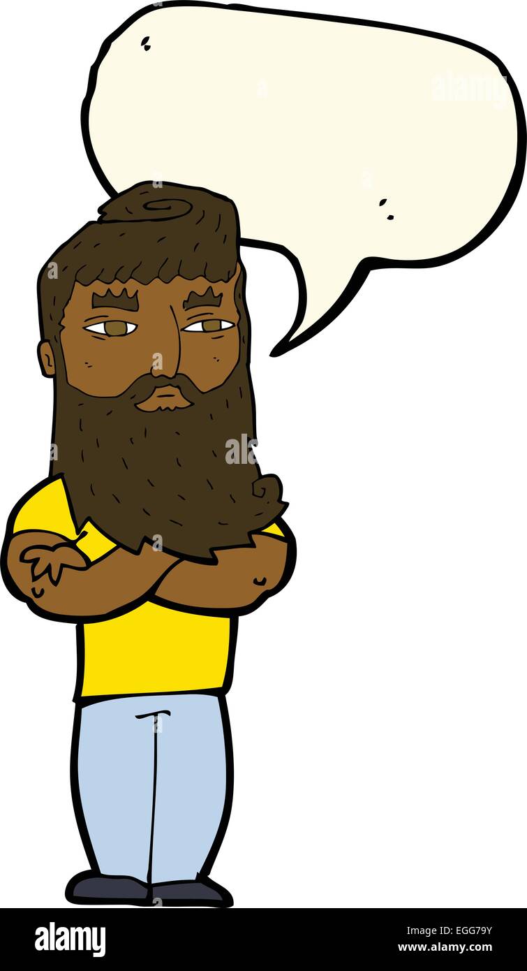cartoon serious man with beard with speech bubble Stock Vector Image ...