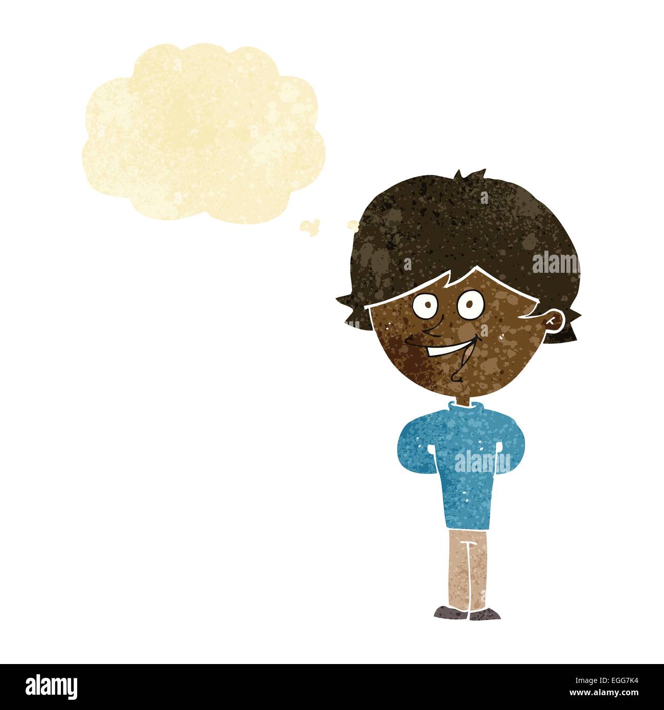 cartoon happy boy with thought bubble Stock Vector Image & Art - Alamy