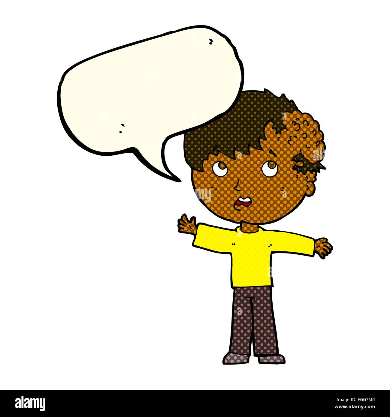 cartoon boy with growth on head with speech bubble Stock Vector Image ...