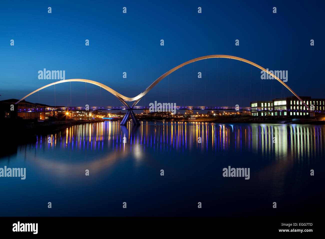 The Infinity Bridge at Stockton-on-Tees, England, at night Stock Photo ...
