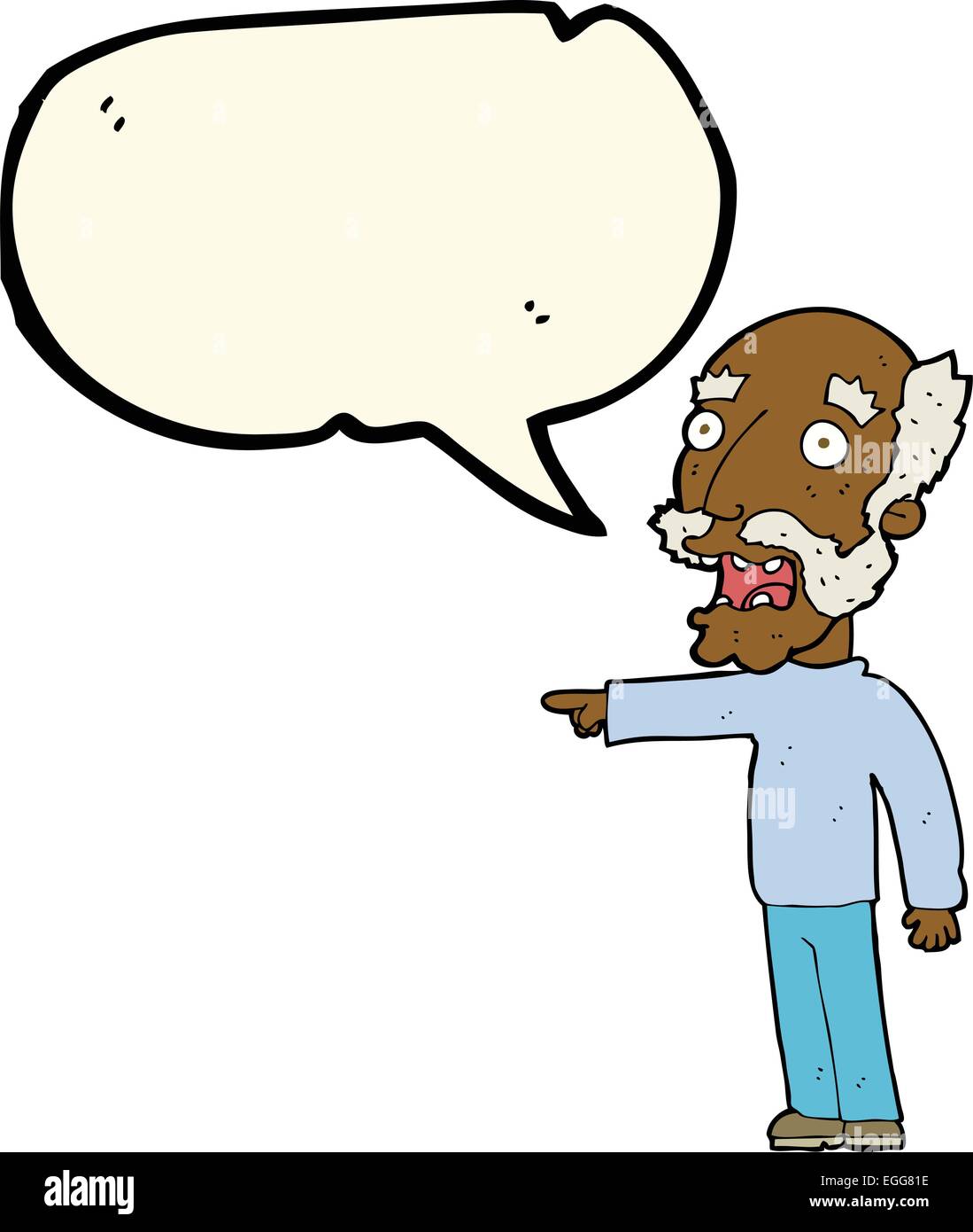 cartoon scared old man pointing with speech bubble Stock Vector Image ...