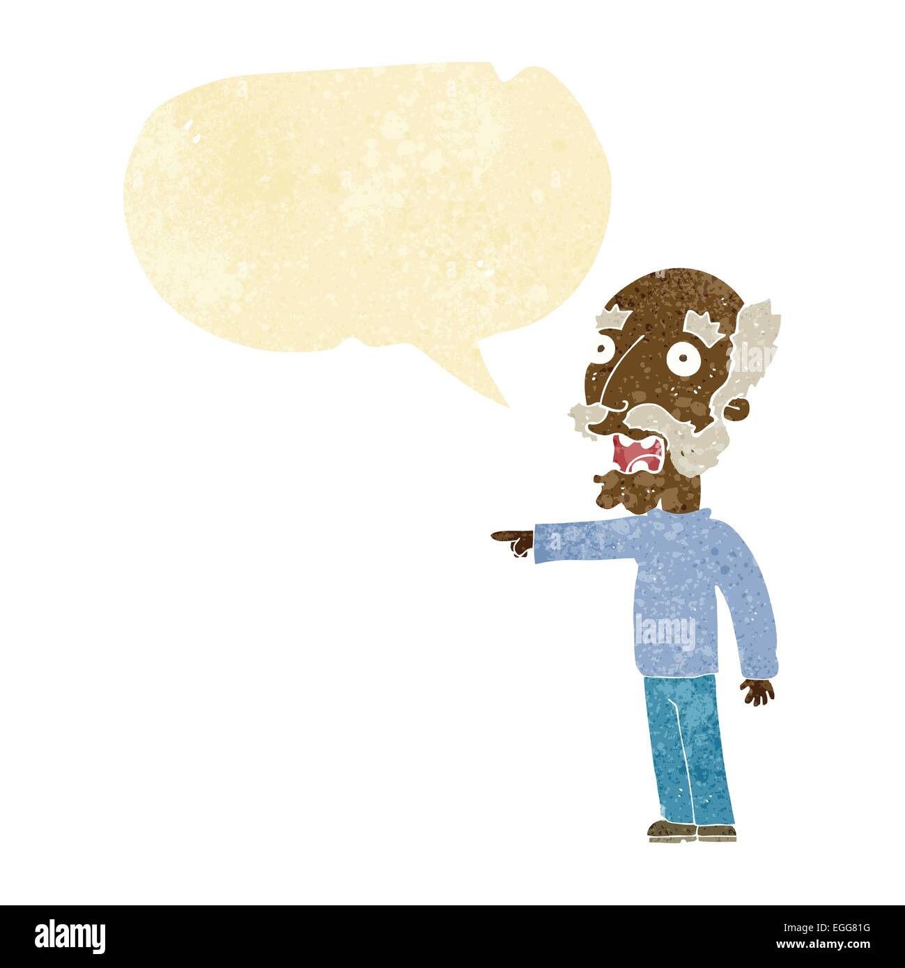 cartoon scared old man pointing with speech bubble Stock Vector Image ...