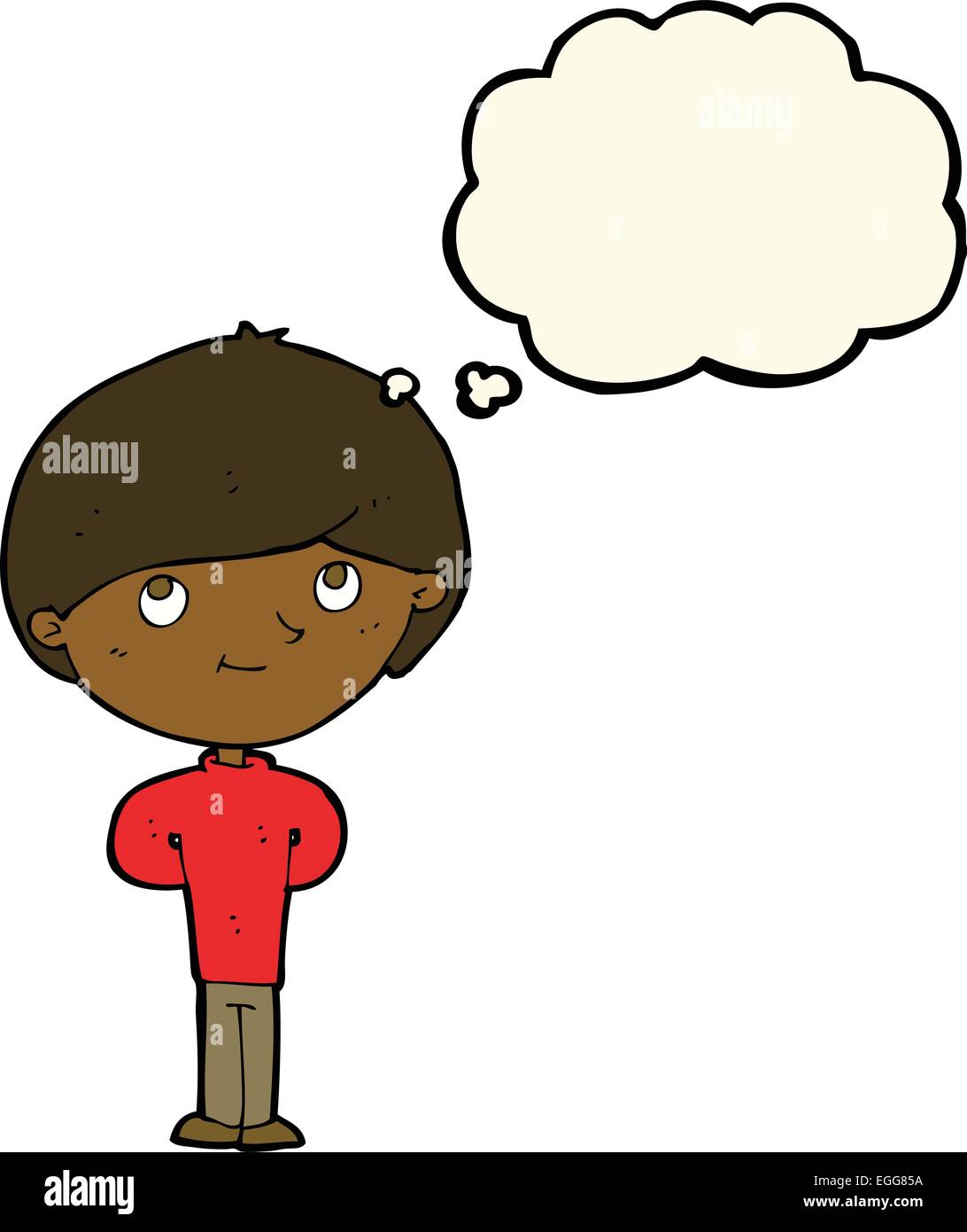 cartoon happy boy with thought bubble Stock Vector Image & Art - Alamy