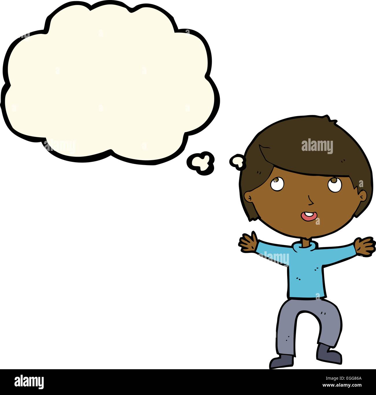 cartoon happy boy with thought bubble Stock Vector Image & Art - Alamy
