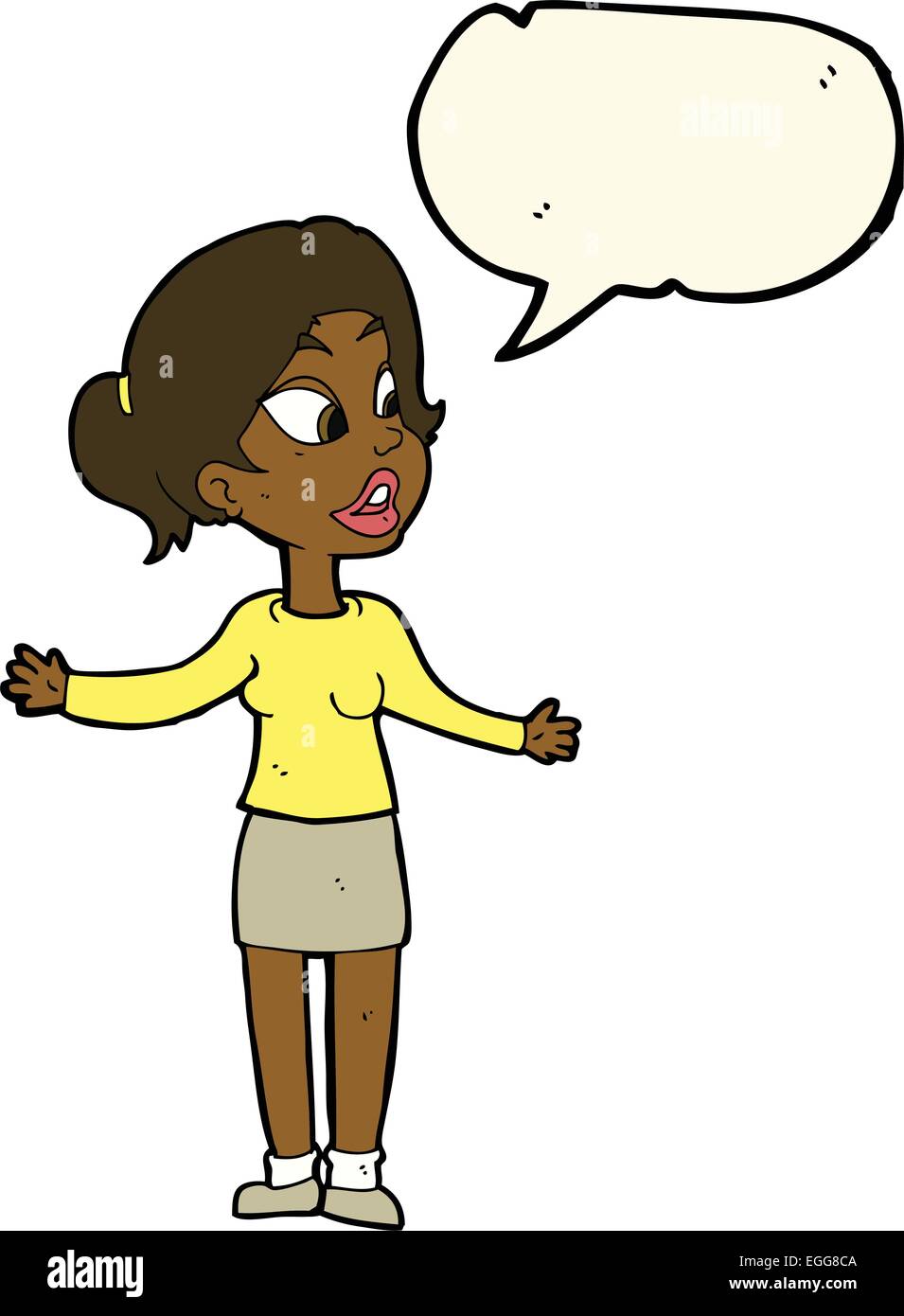 cartoon pretty woman explaining something with speech bubble Stock ...