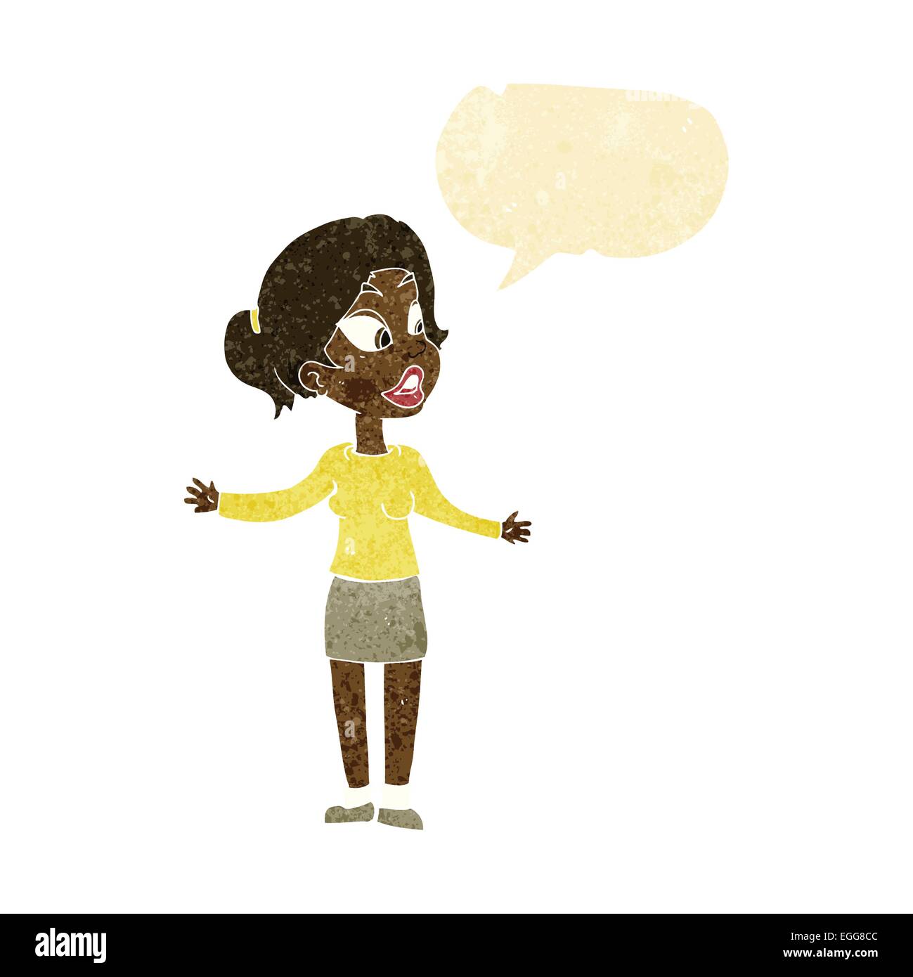 cartoon pretty woman explaining something with speech bubble Stock ...