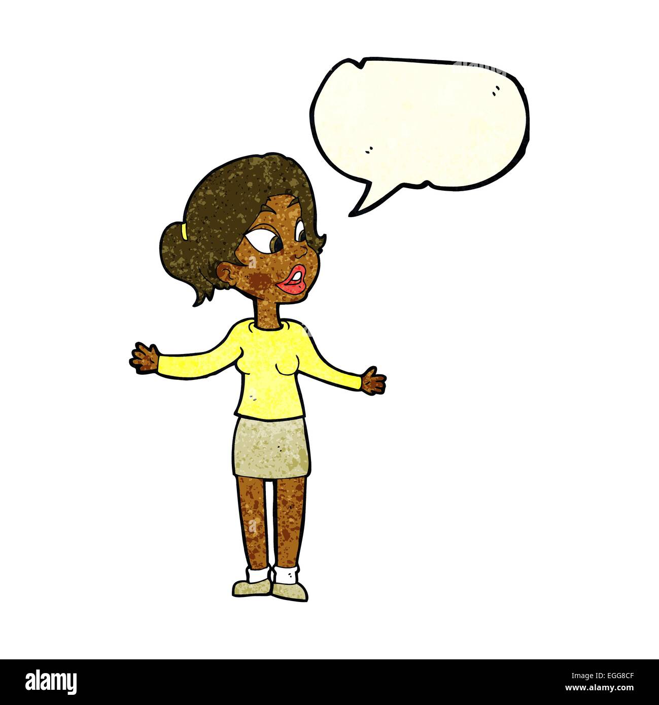cartoon pretty woman explaining something with speech bubble Stock ...