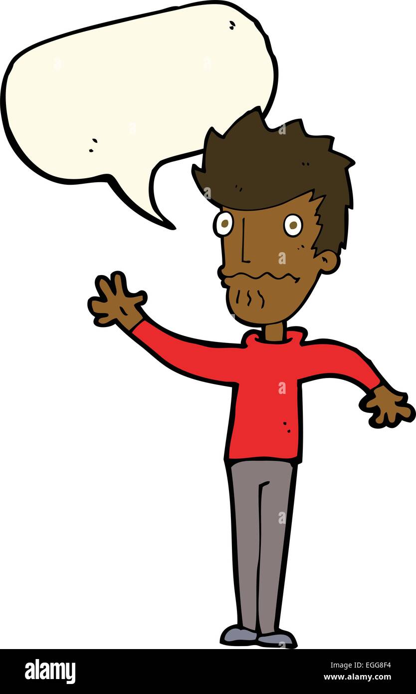 cartoon worried man reaching out with speech bubble Stock Vector Image ...