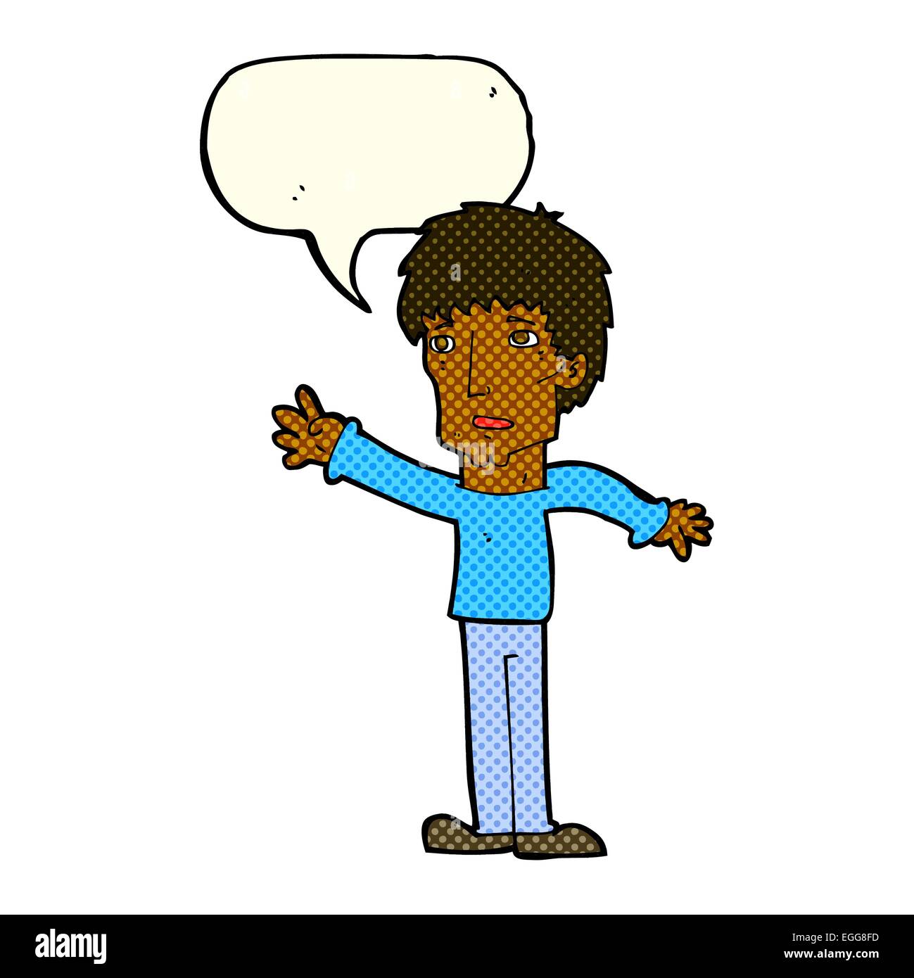 cartoon worried man reaching out with speech bubble Stock Vector Image ...