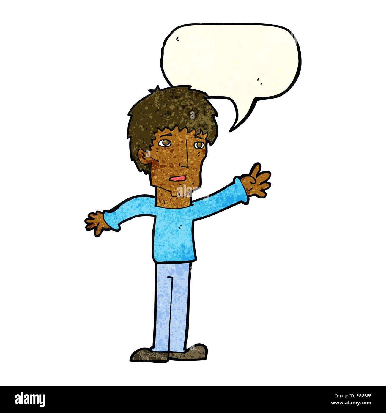 cartoon worried man reaching out with speech bubble Stock Vector Image ...