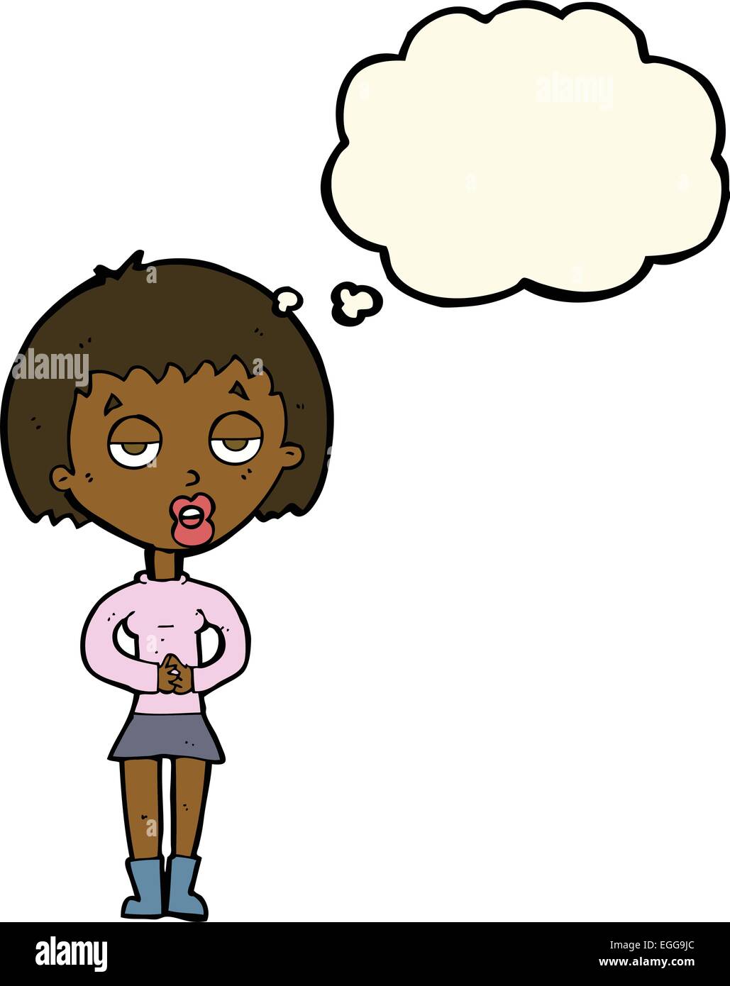 cartoon bored woman waiting with thought bubble Stock Vector Image ...