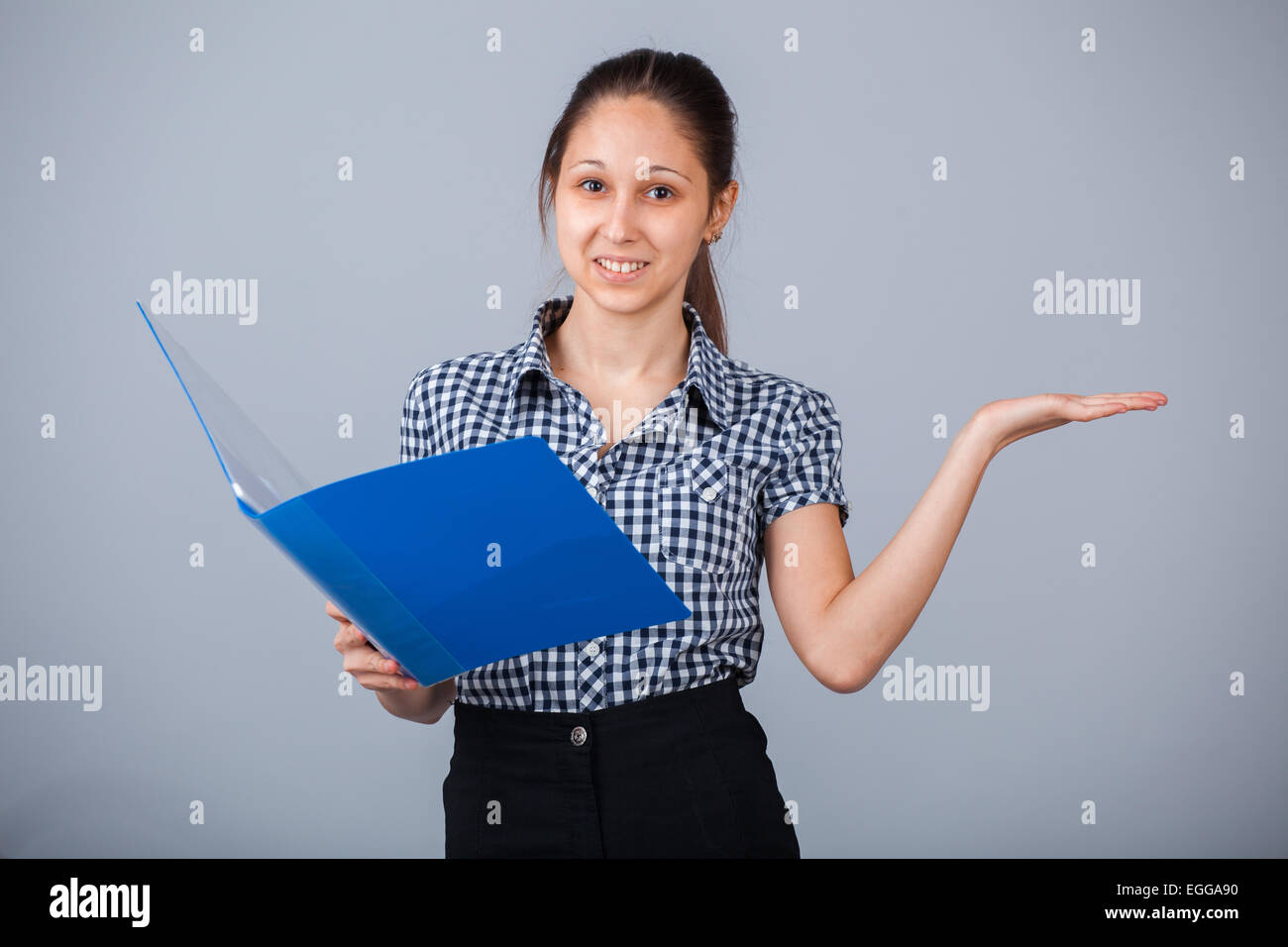 Girl with folder Stock Photo - Alamy