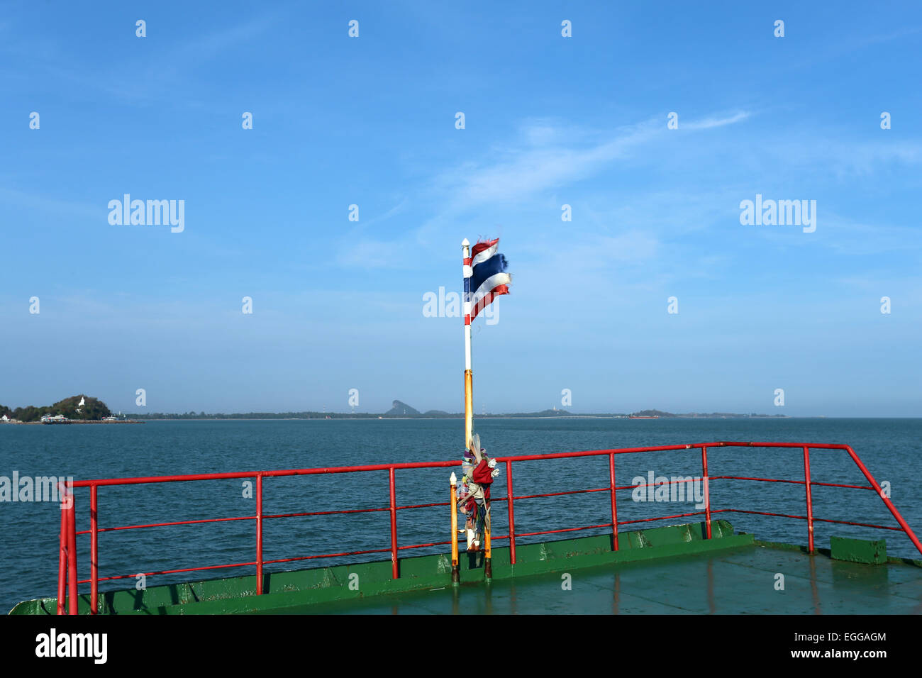 Thai flag on the ferry in the sea photographed closeup Stock Photo - Alamy