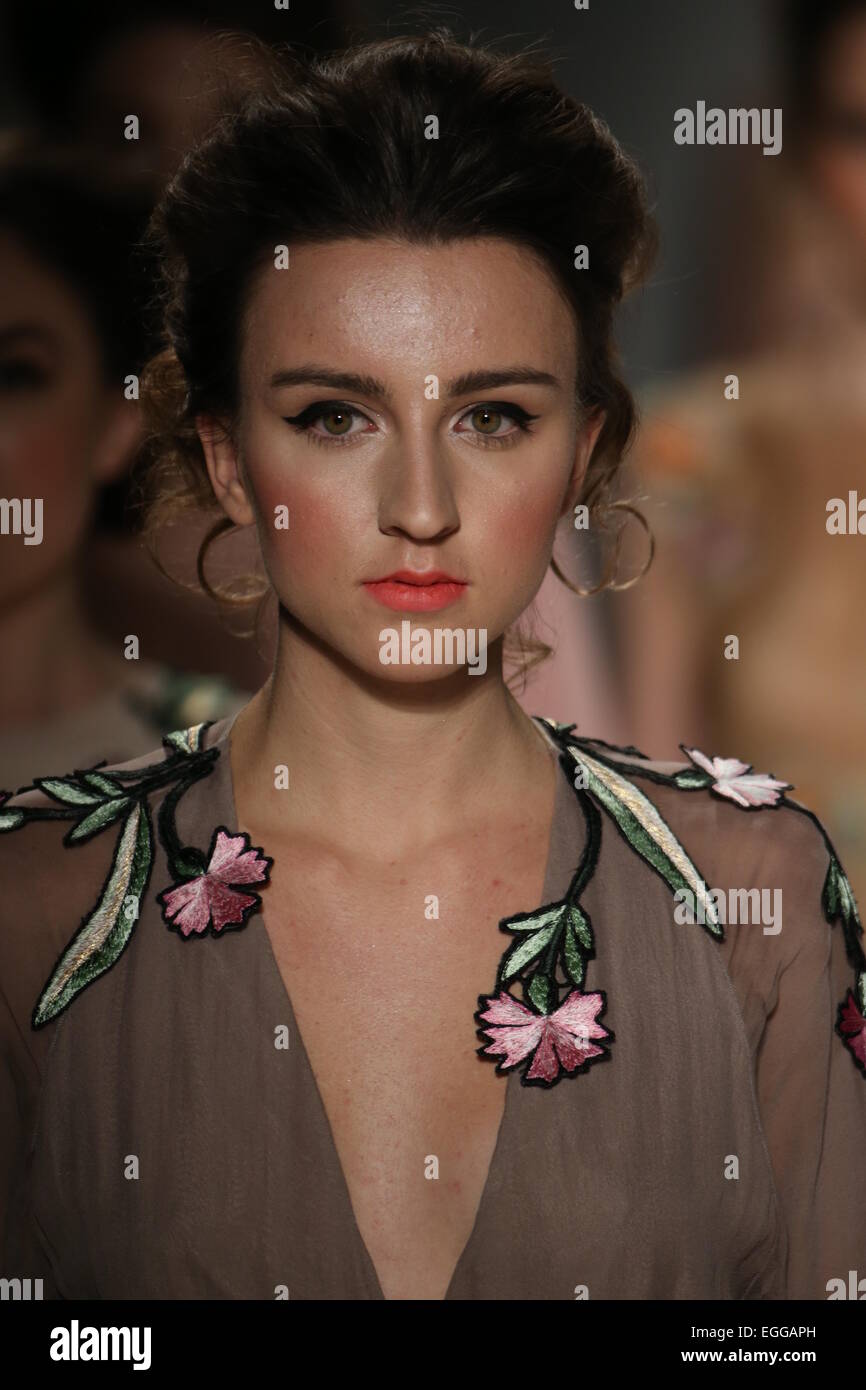 NEW YORK, NY - FEBRUARY 15: models walk the runway wearing Rozalia Bot ...