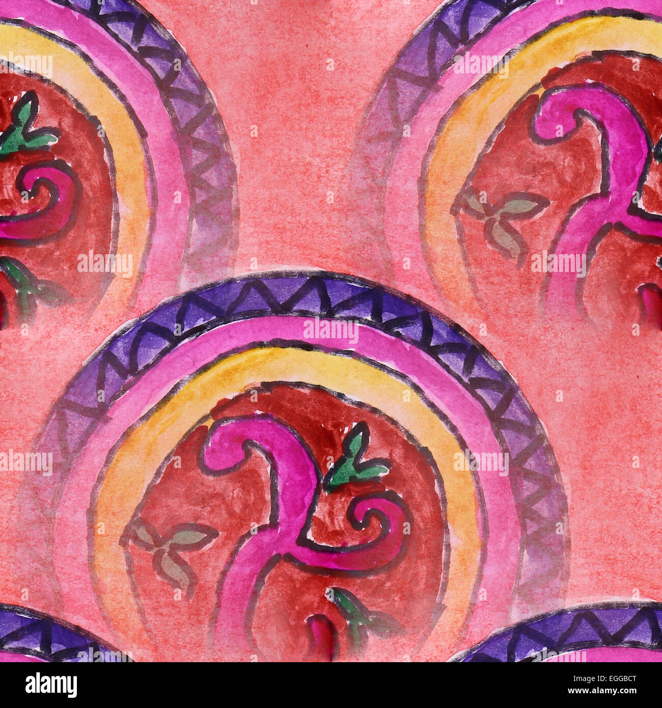 blots circles on pink background watercolor painting seamless ba Stock ...