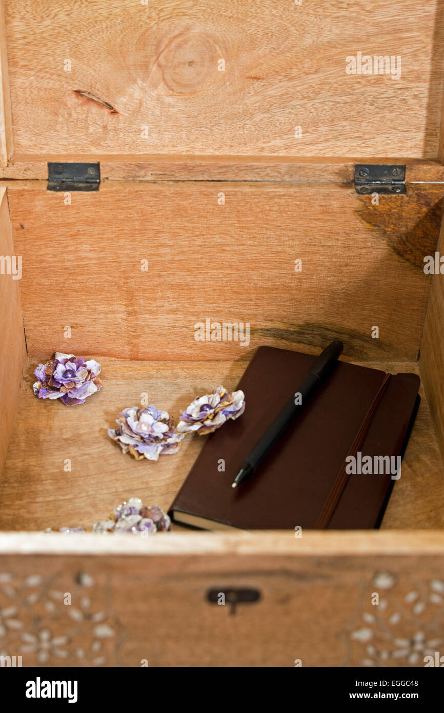 Diary in Storage Box with pen Stock Photo - Alamy
