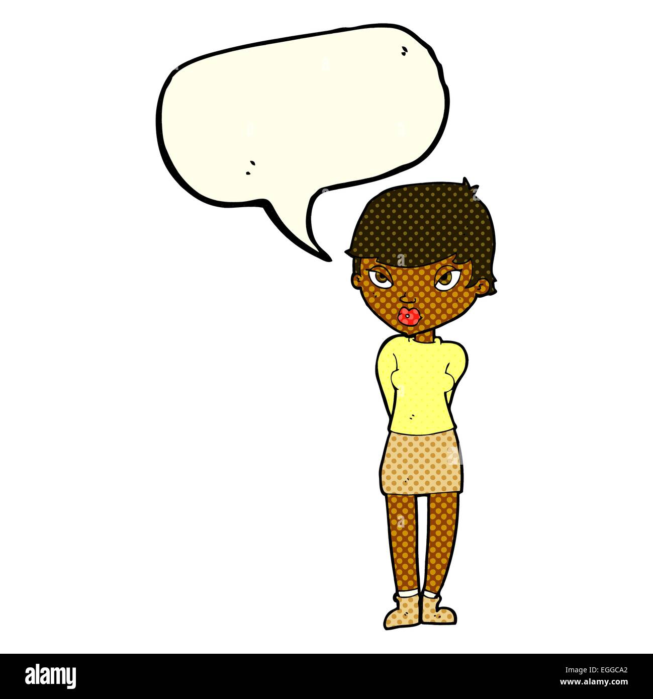 cartoon shy woman with speech bubble Stock Vector Image & Art - Alamy