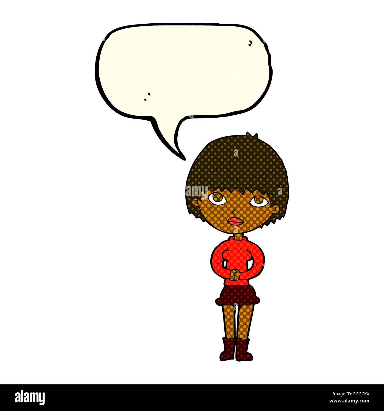 cartoon woman waiting patiently with speech bubble Stock Vector Image ...