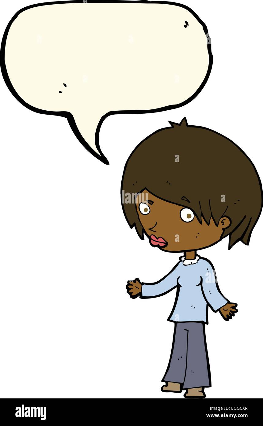 cartoon confused woman with speech bubble Stock Vector Image & Art - Alamy