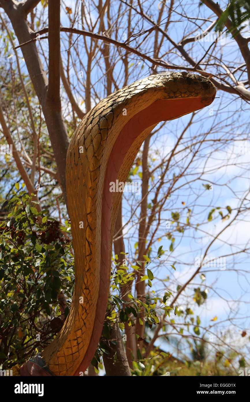 The roof of a Buddhist temple of the snake in Thailand on Koh Samui on ...