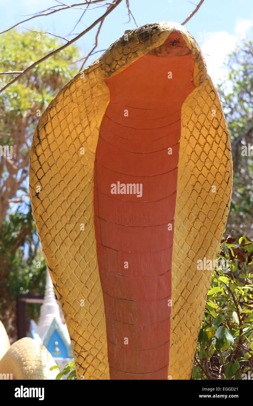 The roof of a Buddhist temple of the snake in Thailand on Koh Samui on ...