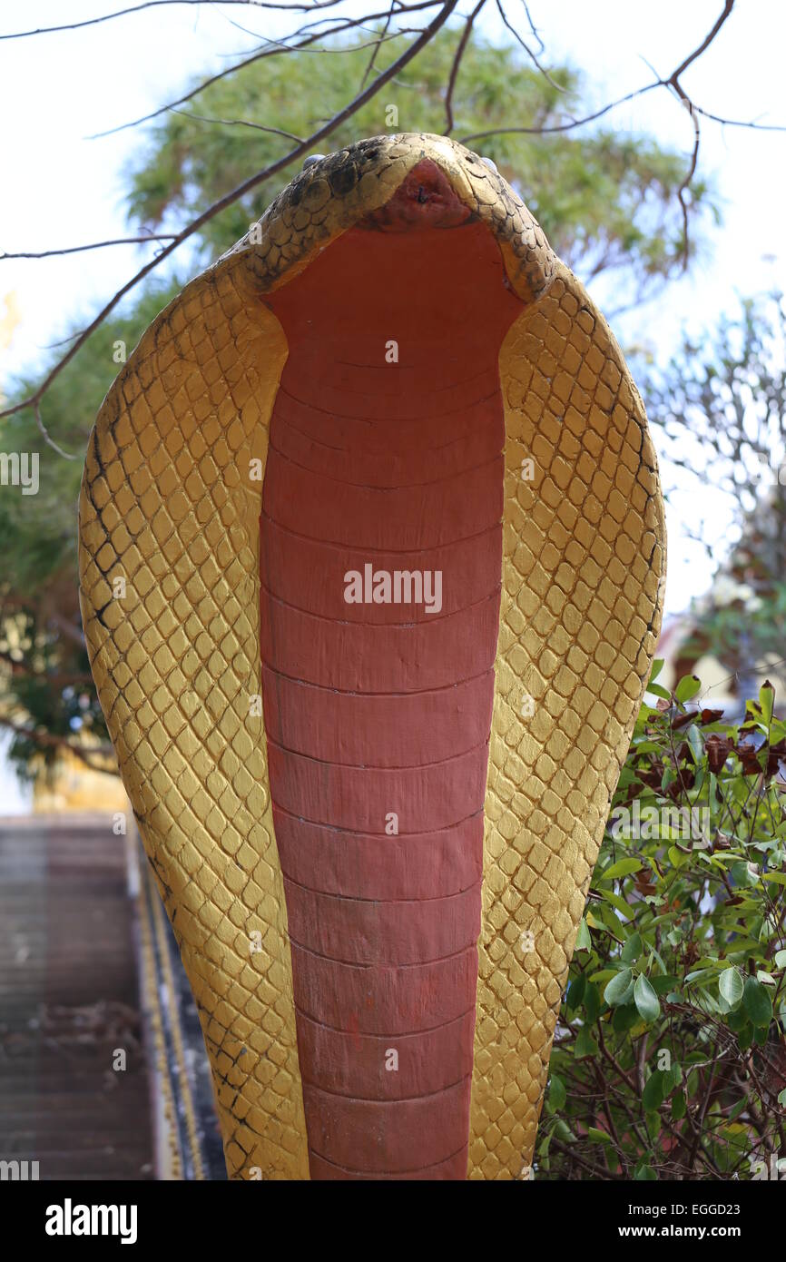 The roof of a Buddhist temple of the snake in Thailand on Koh Samui on ...