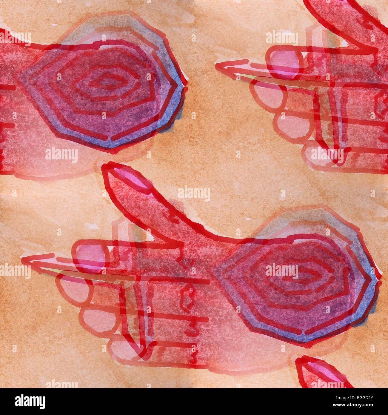 blots red hand man watercolor painting seamless background Stock Photo ...