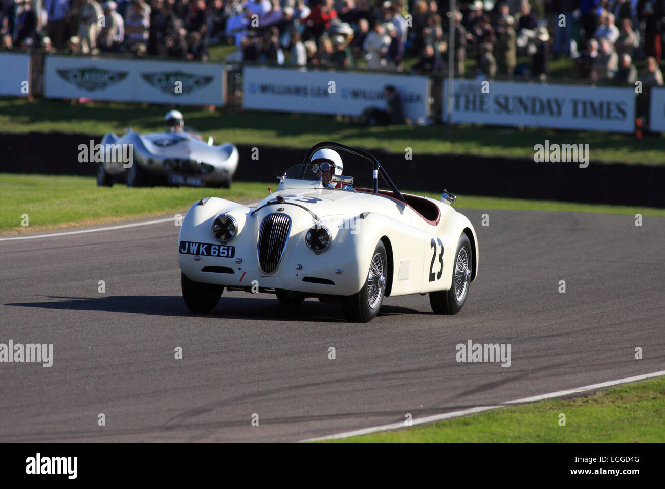 1950 Jaguar XK120 driven by Stephen Bond out of Madgwick Corner at the ...