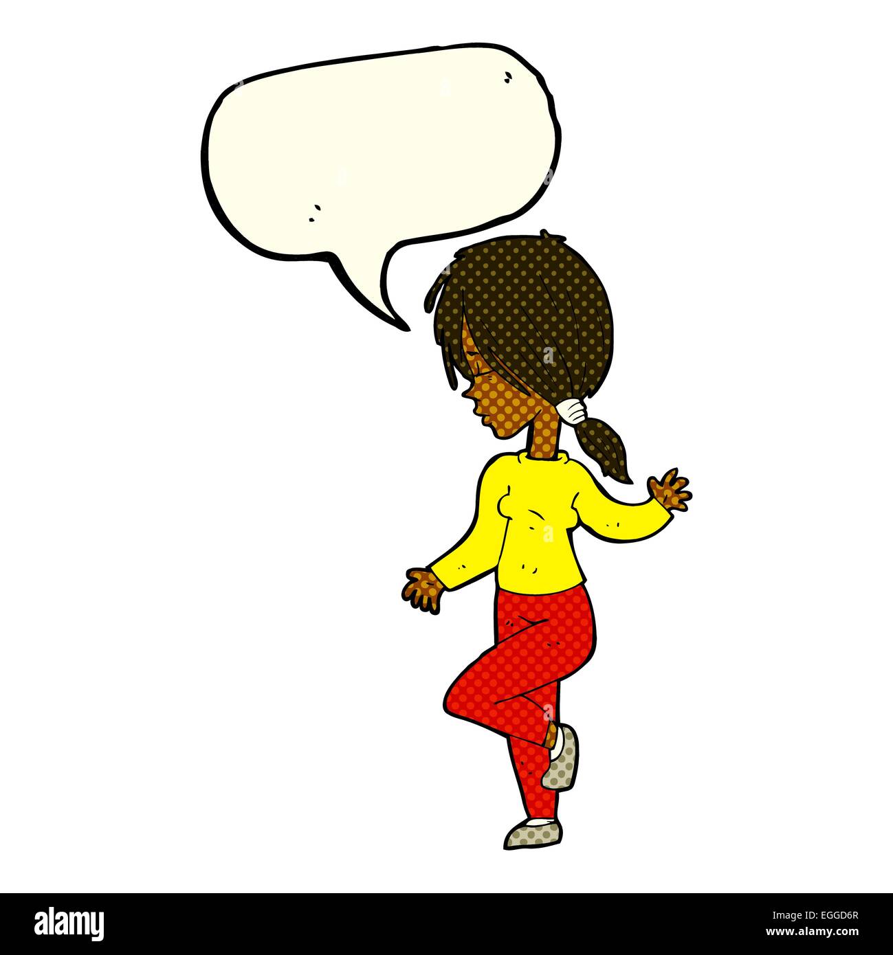 cartoon girl dancing with speech bubble Stock Vector Image & Art - Alamy