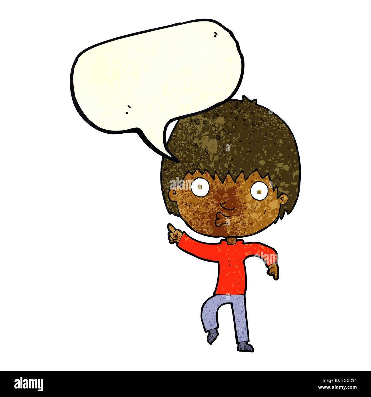 cartoon impressed boy pointing with speech bubble Stock Vector Image ...