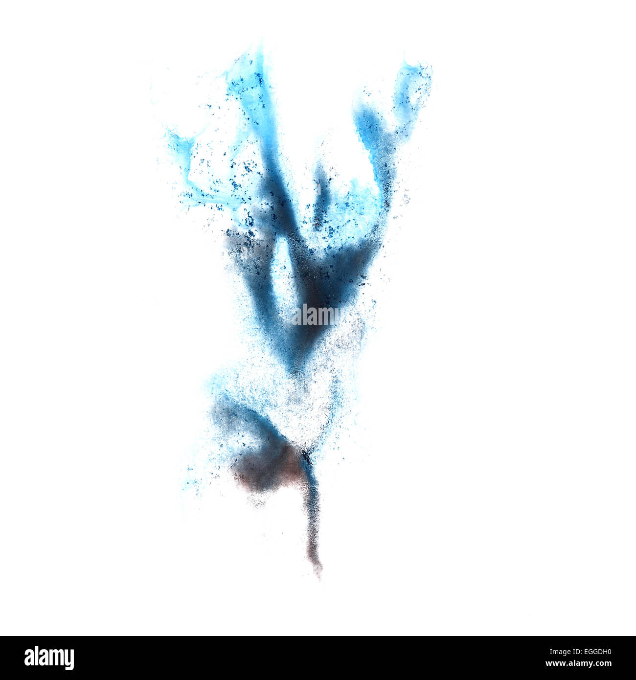 ink blot black, blue splatter background isolated on white hand Stock ...