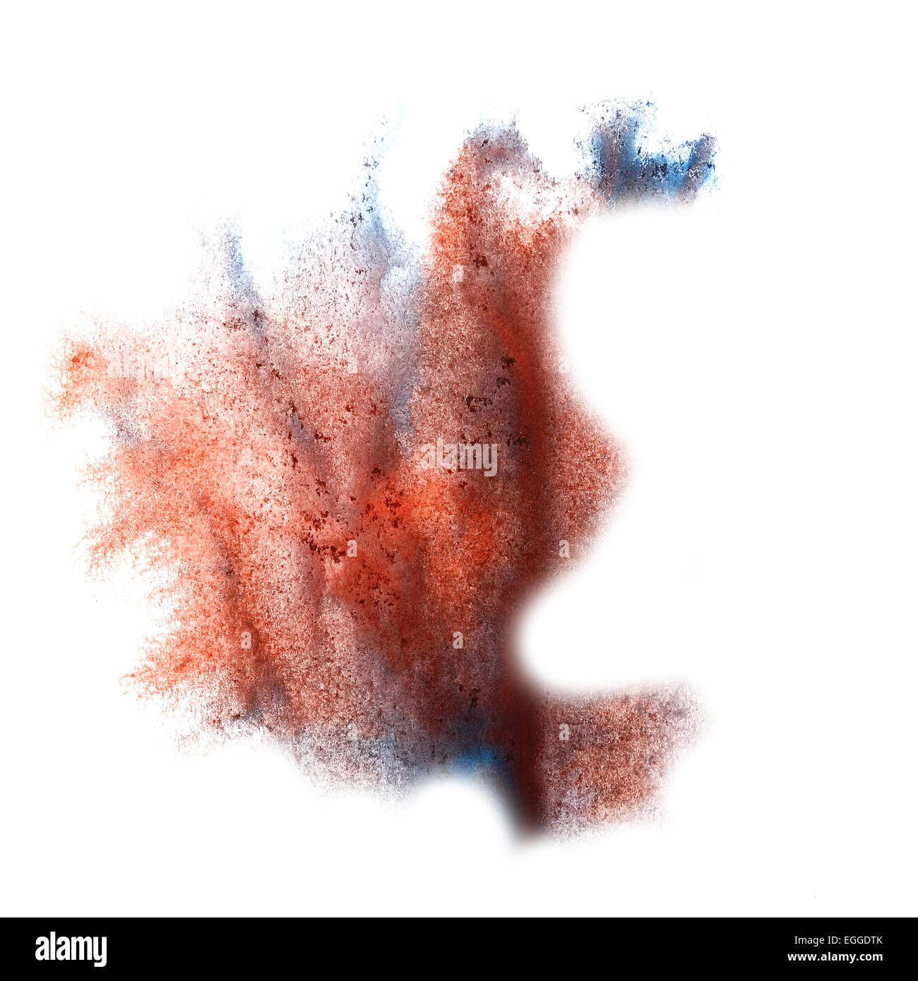 ink blot blue, burgundy splatter background isolated on white ha Stock ...