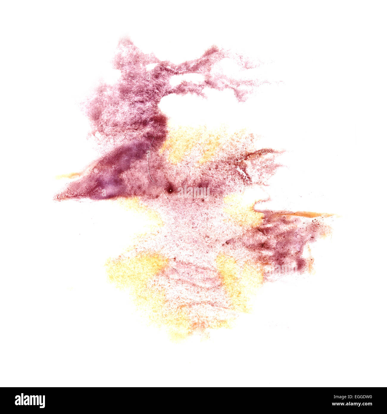 ink blot burgundy, yellow splatter background isolated on white Stock ...