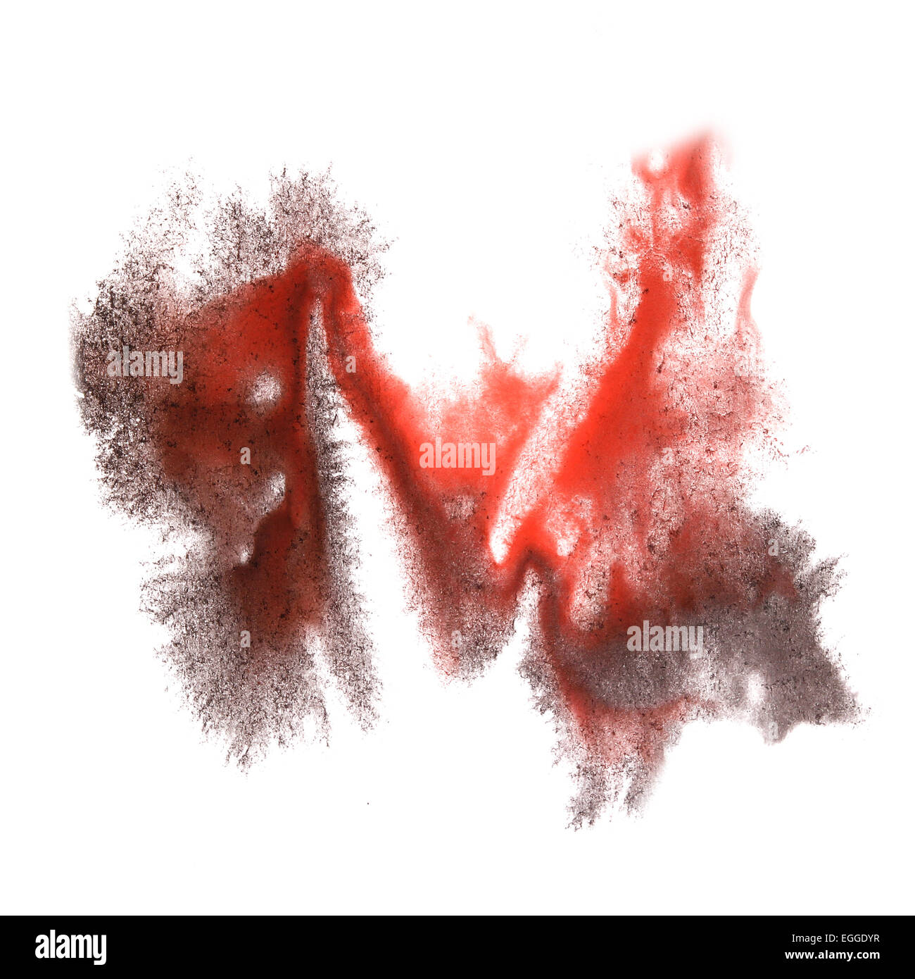 ink blot red, gray splatter background isolated on white hand pa Stock ...
