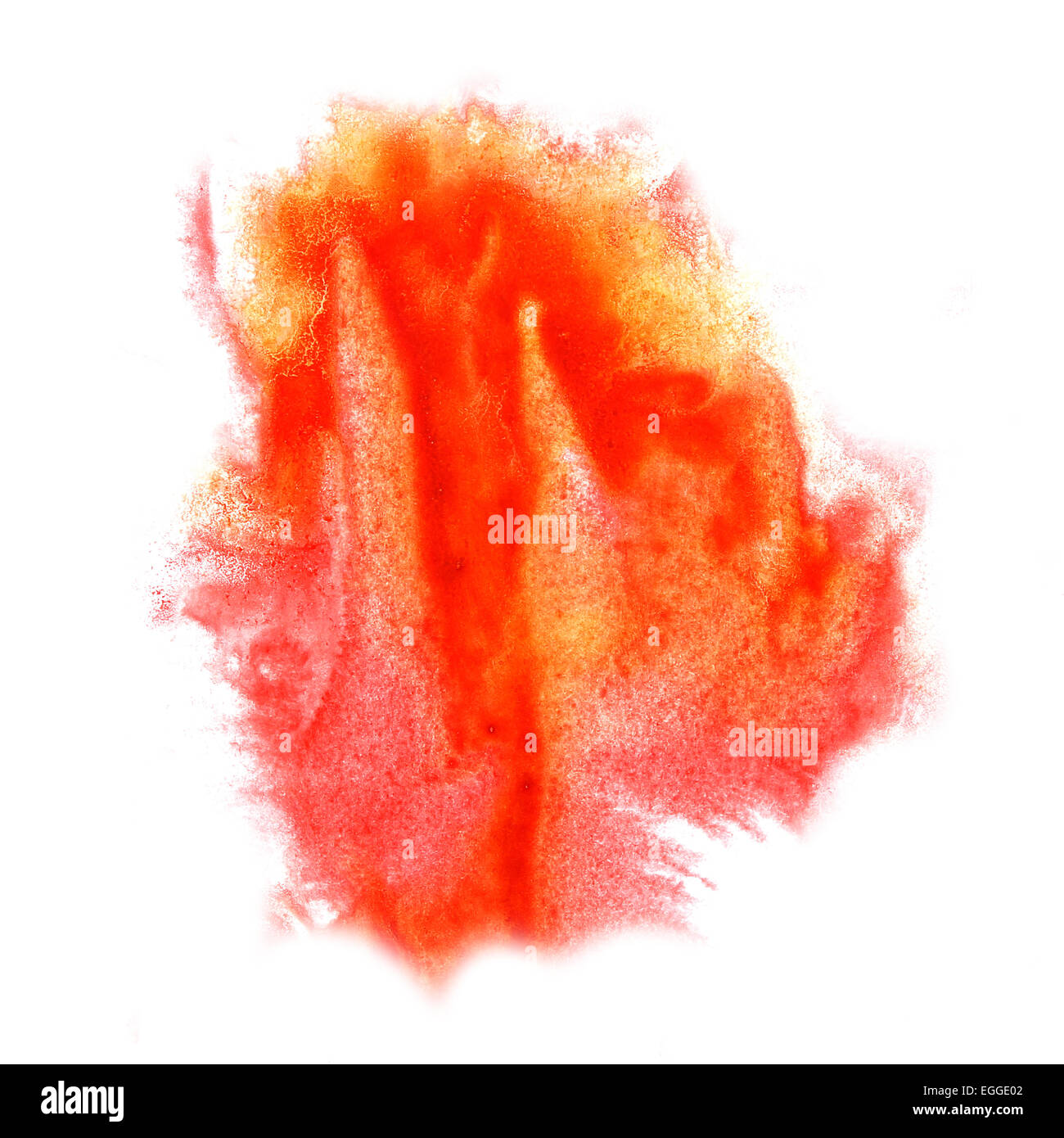 ink blot red, yellow splatter background isolated on white hand Stock ...