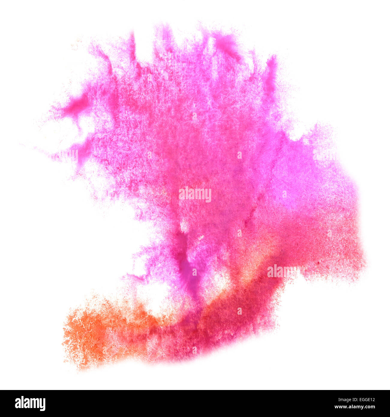 ink blot splatter background pink, orange isolated on white hand Stock ...