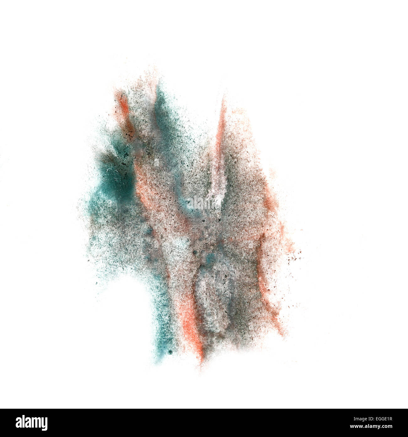 ink blot splatter brown, blue background isolated on white hand Stock ...