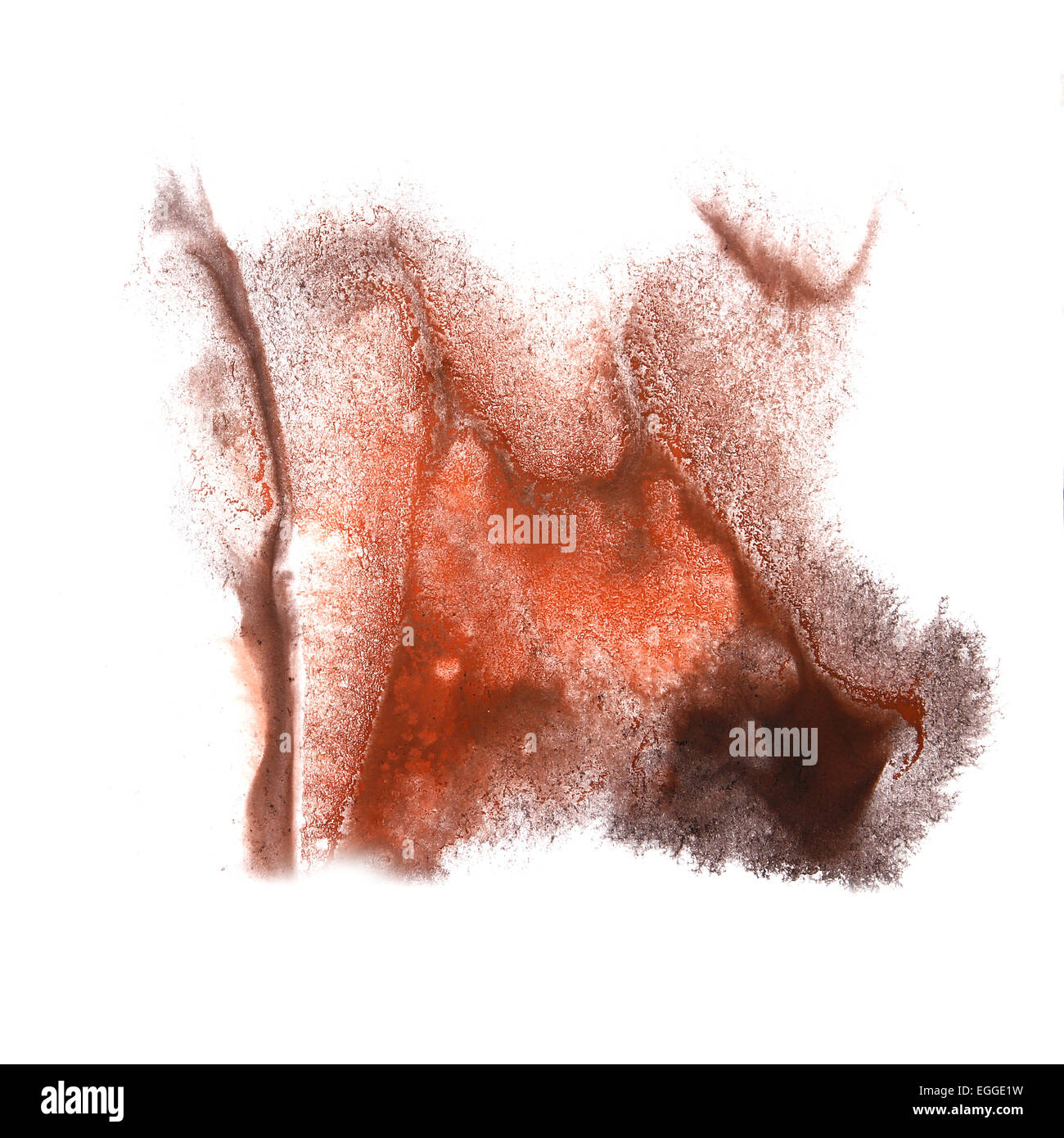 ink blot splatter burgundy, black background isolated on white h Stock ...