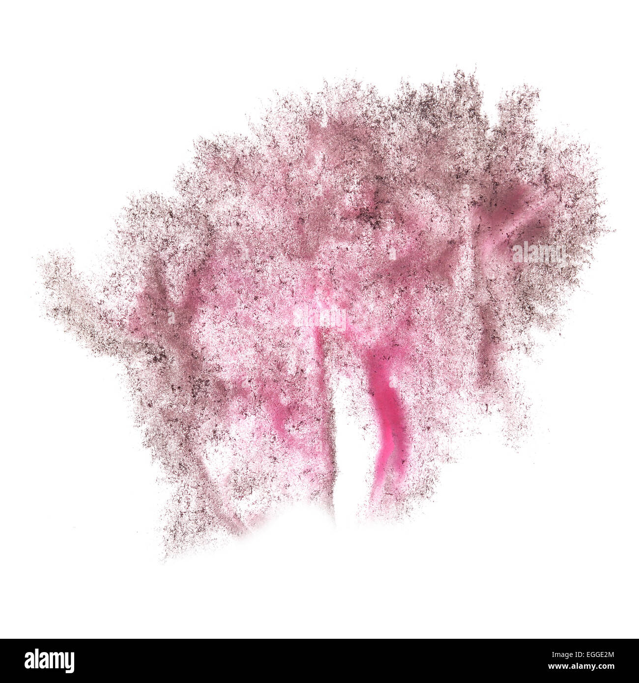 ink blot splatter pink, black background isolated on white hand Stock ...